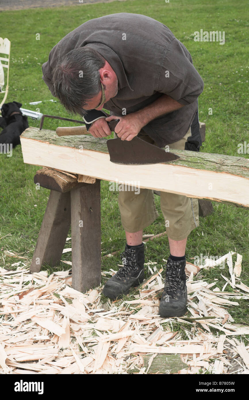Man demonstrating craft and tools of traditional carpentry Stock Photo ...