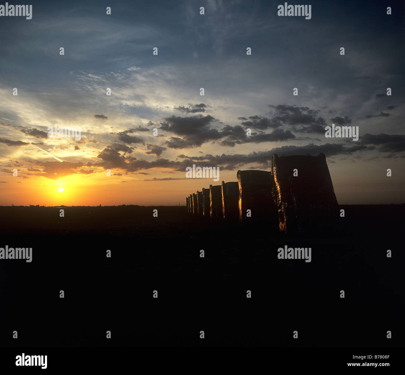 sunrise at Cadillac Ranch, Texas, USA Stock Photo - Alamy