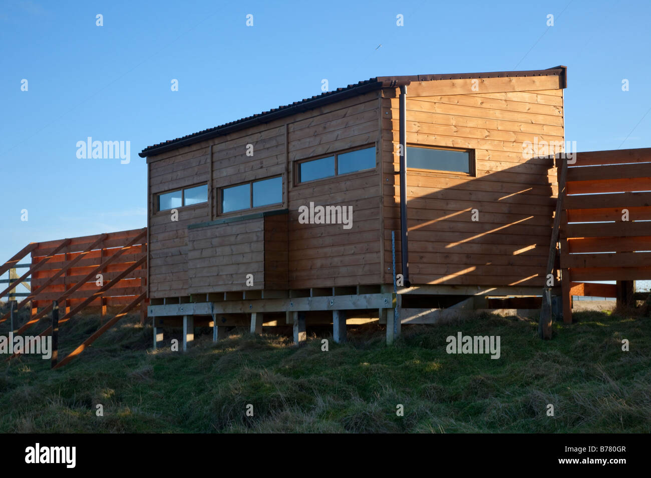 RSPB Strathbeg Scottish Wetland Nature Reserve wooden observaton hide ...
