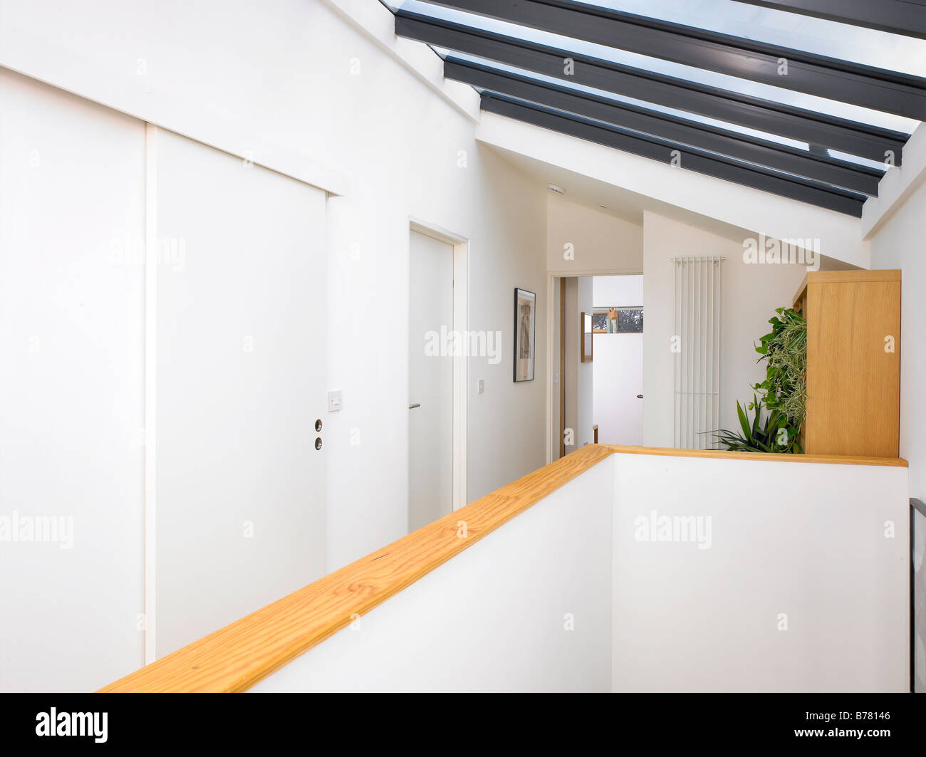 White landing area in modern house Stock Photo - Alamy