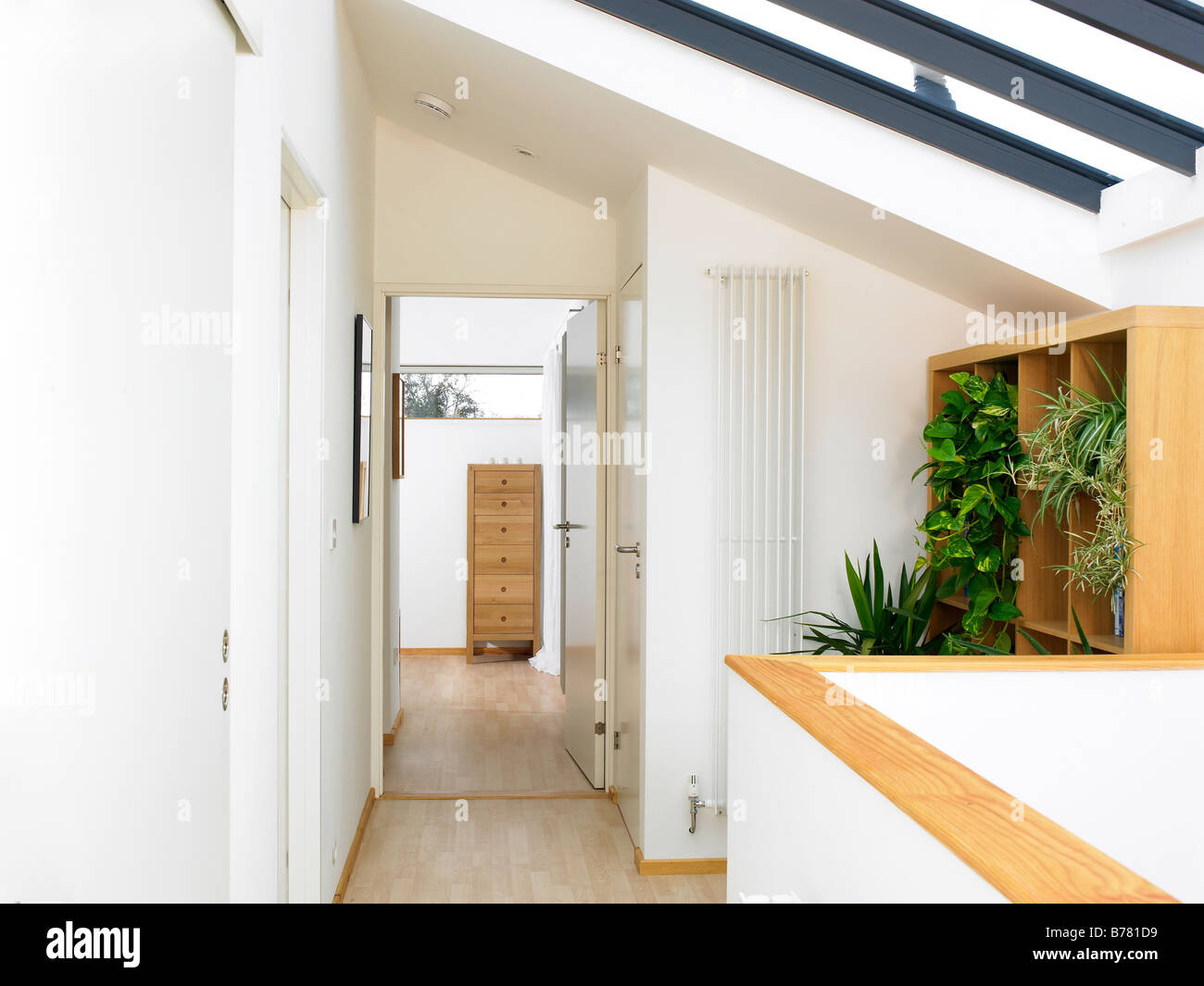 White landing area in modern house Stock Photo - Alamy