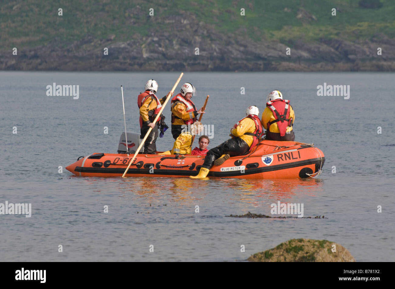 RNLI "Blue Peter" inshore lifeboat on training, Scotland Stock Photo ...