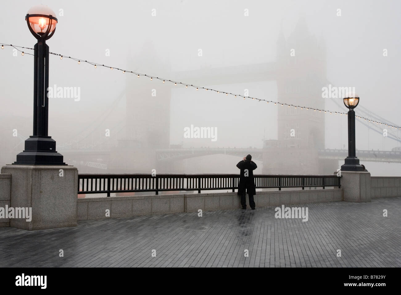 tower bridge, london in fog Stock Photo - Alamy