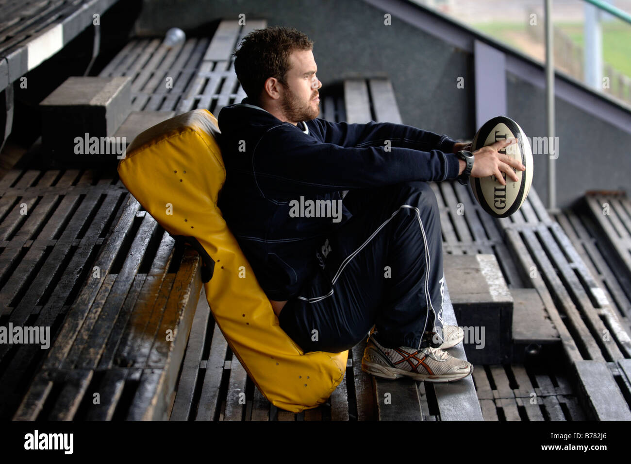 BRISTOL RUGBY UNION PLAYER ROB HIGGITT PICTURED IN THE STANDS WITH A ...