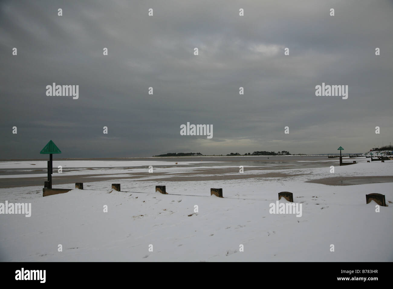 Snow covered Beach Stock Photo - Alamy