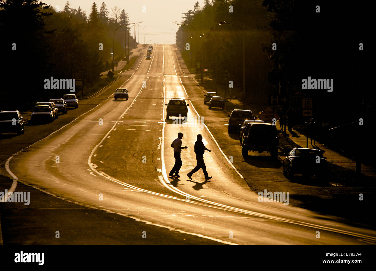 Walking across Hwy 61 in Grand Marais Minnesota Stock Photo - Alamy