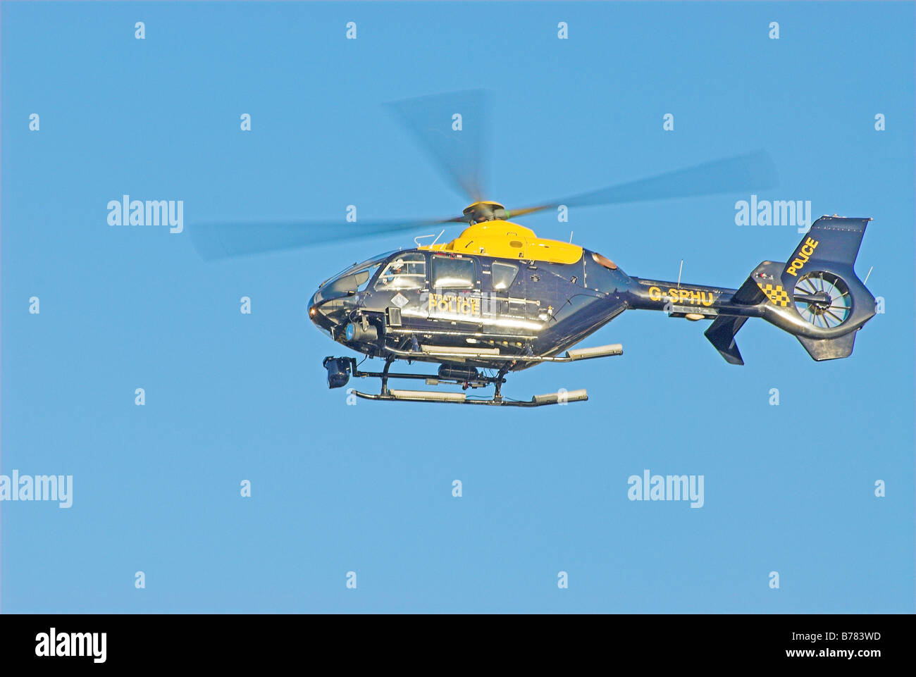Strathclyde Police Helicopter Eurocopter G-SPHU in flight above ...