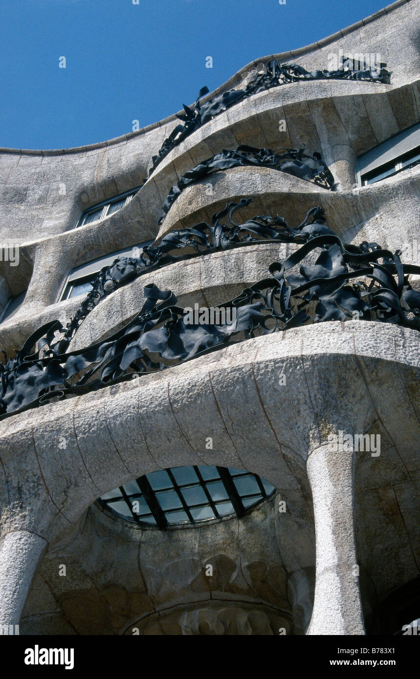 Casa Mila La Pedrera Gaudi art architecture Facade of building Curved ...