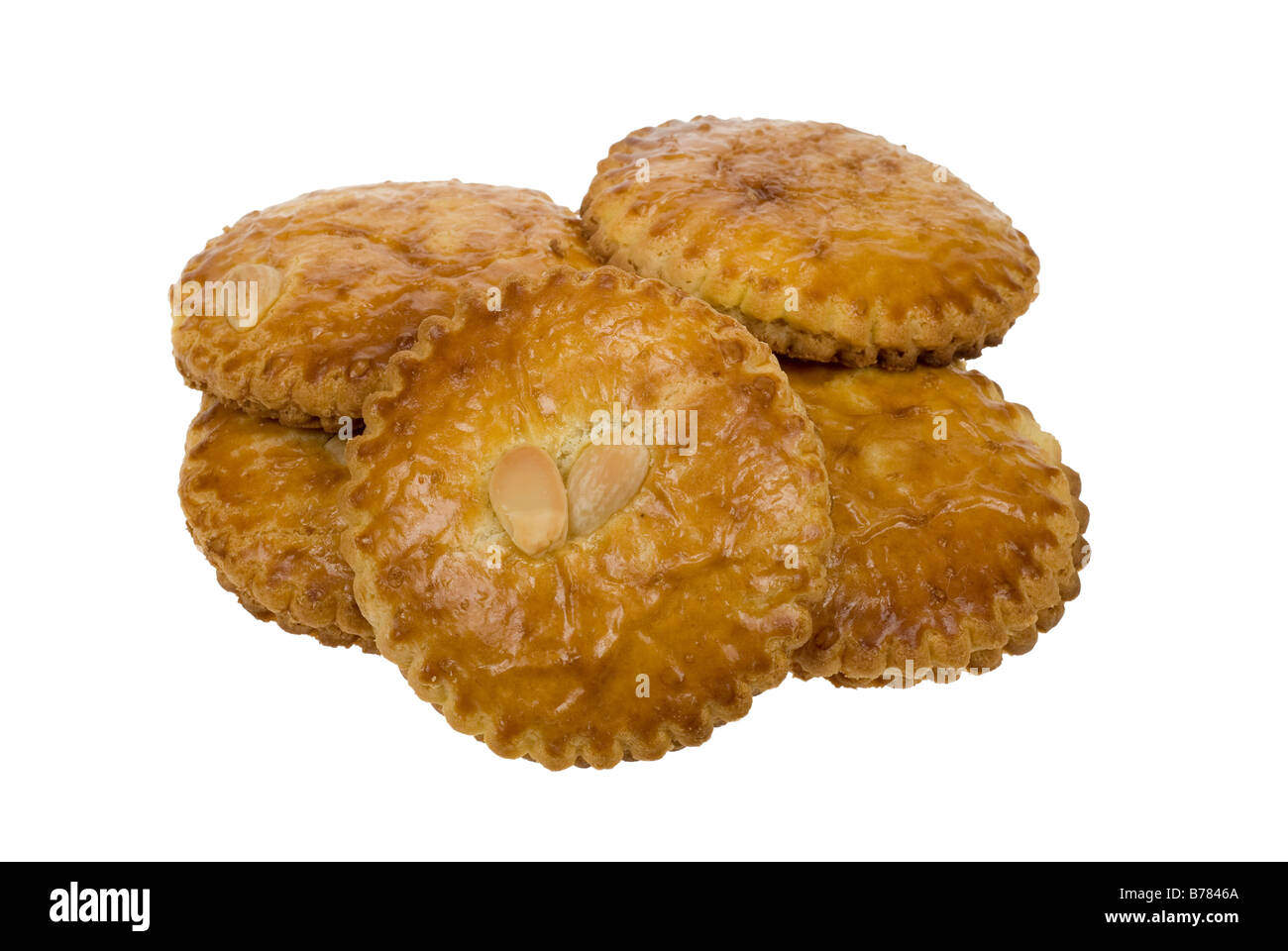 a typical dutch cookie called gevulde koek isolated on a white ...