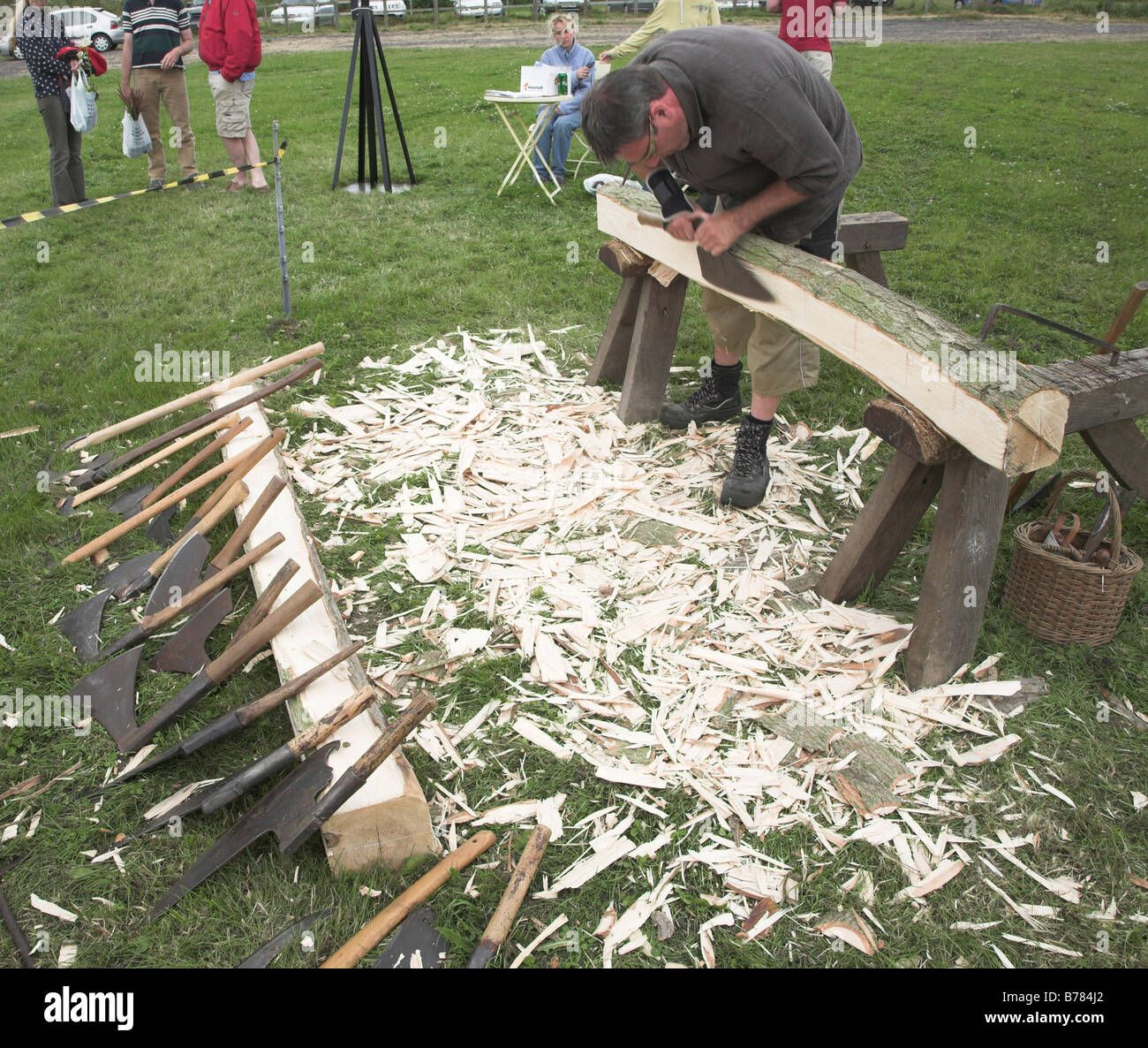 Man demonstrating craft and tools of traditional carpentry Stock Photo ...