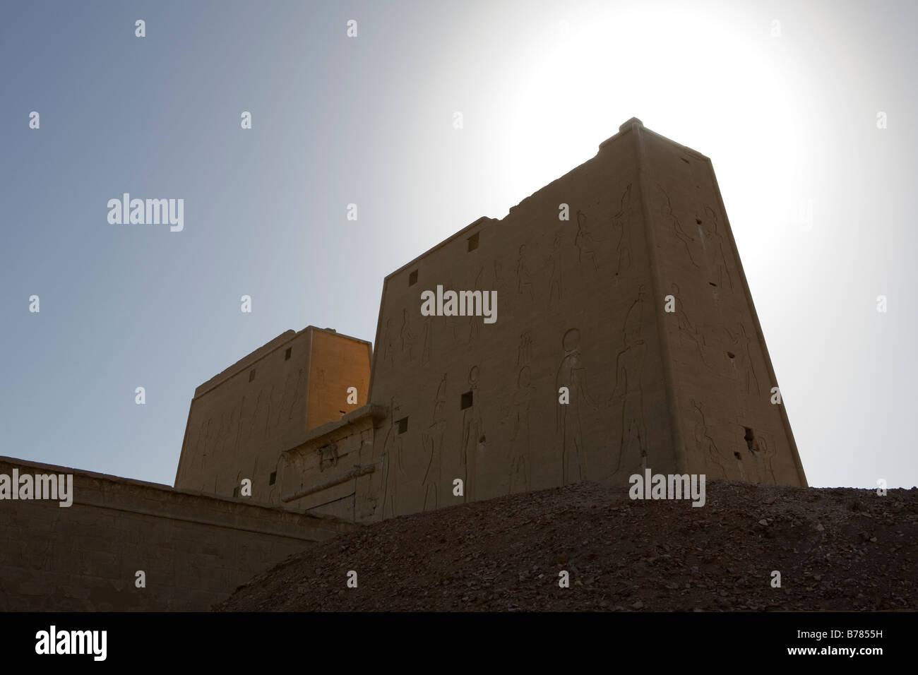 The First Pylon and outer walls at Edfu Temple Egypt Stock Photo - Alamy