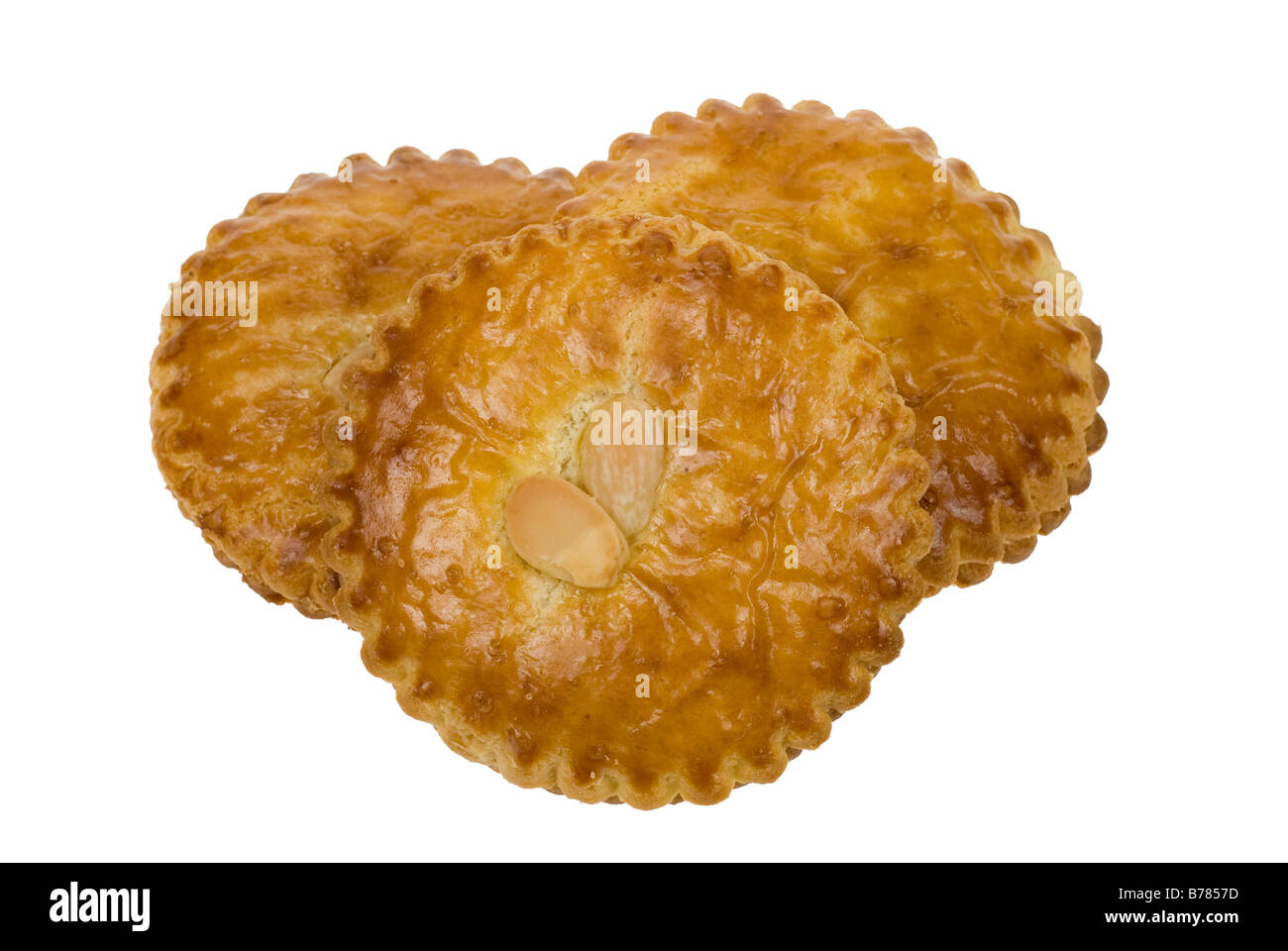 a typical dutch cookie called gevulde koek isolated on a white ...
