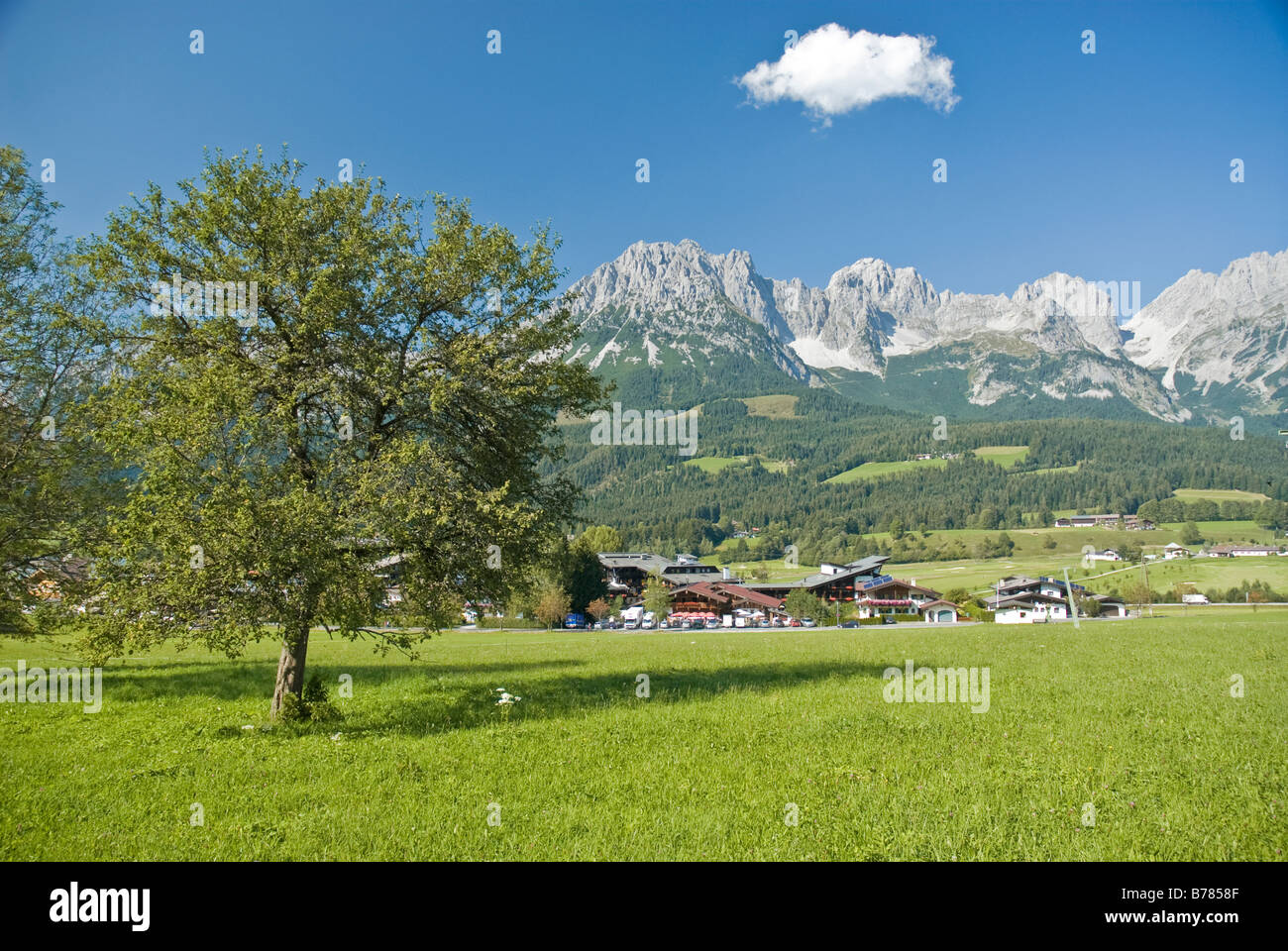Wild Kaiser Mountains from Ellmau Austria Stock Photo - Alamy