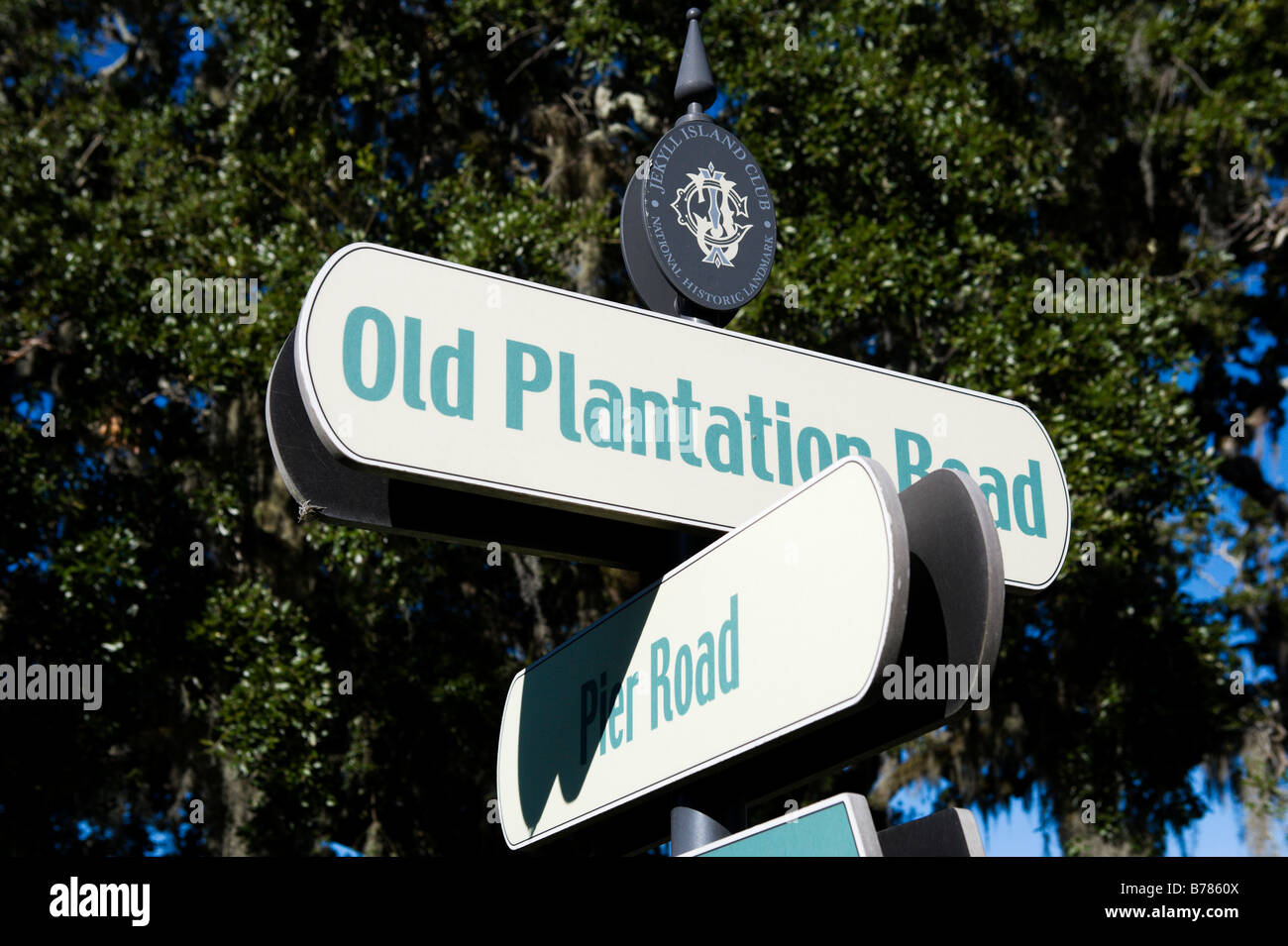 Street sign at the Jekyll Island Club (formerly an exclusive private ...