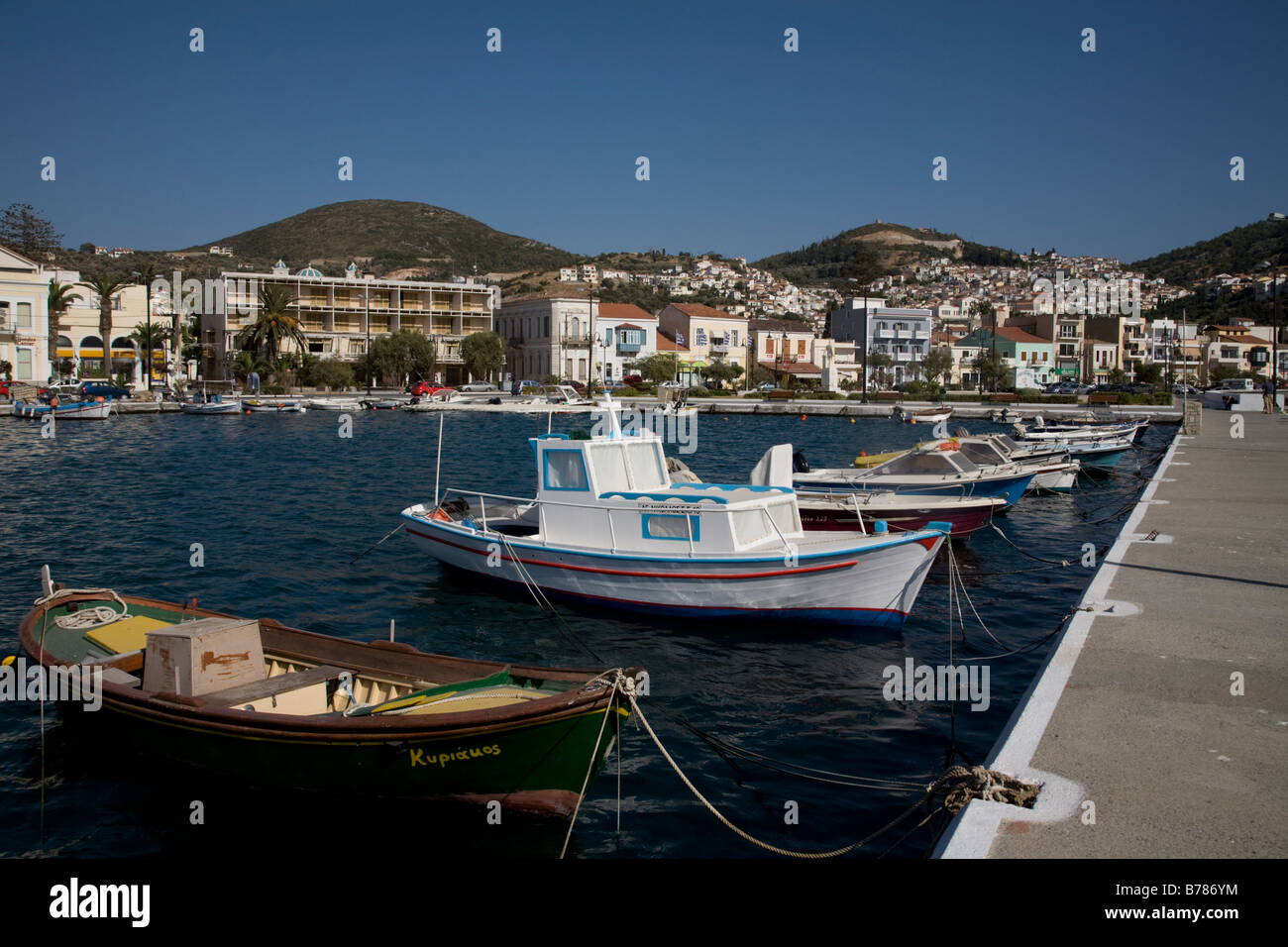 Fishing Boats Waterfront Vathy Samos Greece Stock Photo - Alamy