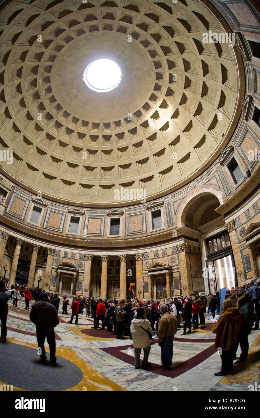 Pantheon with a fish eye wide lens in Rome Italy Stock Photo - Alamy