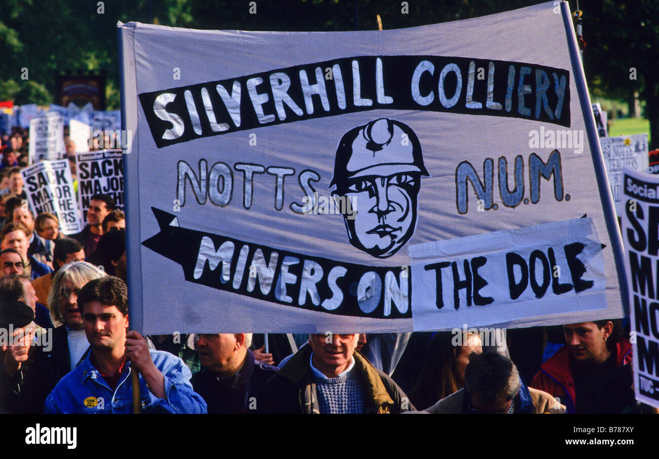 Miners facing loss of jobs due to pit closures march in protest through ...