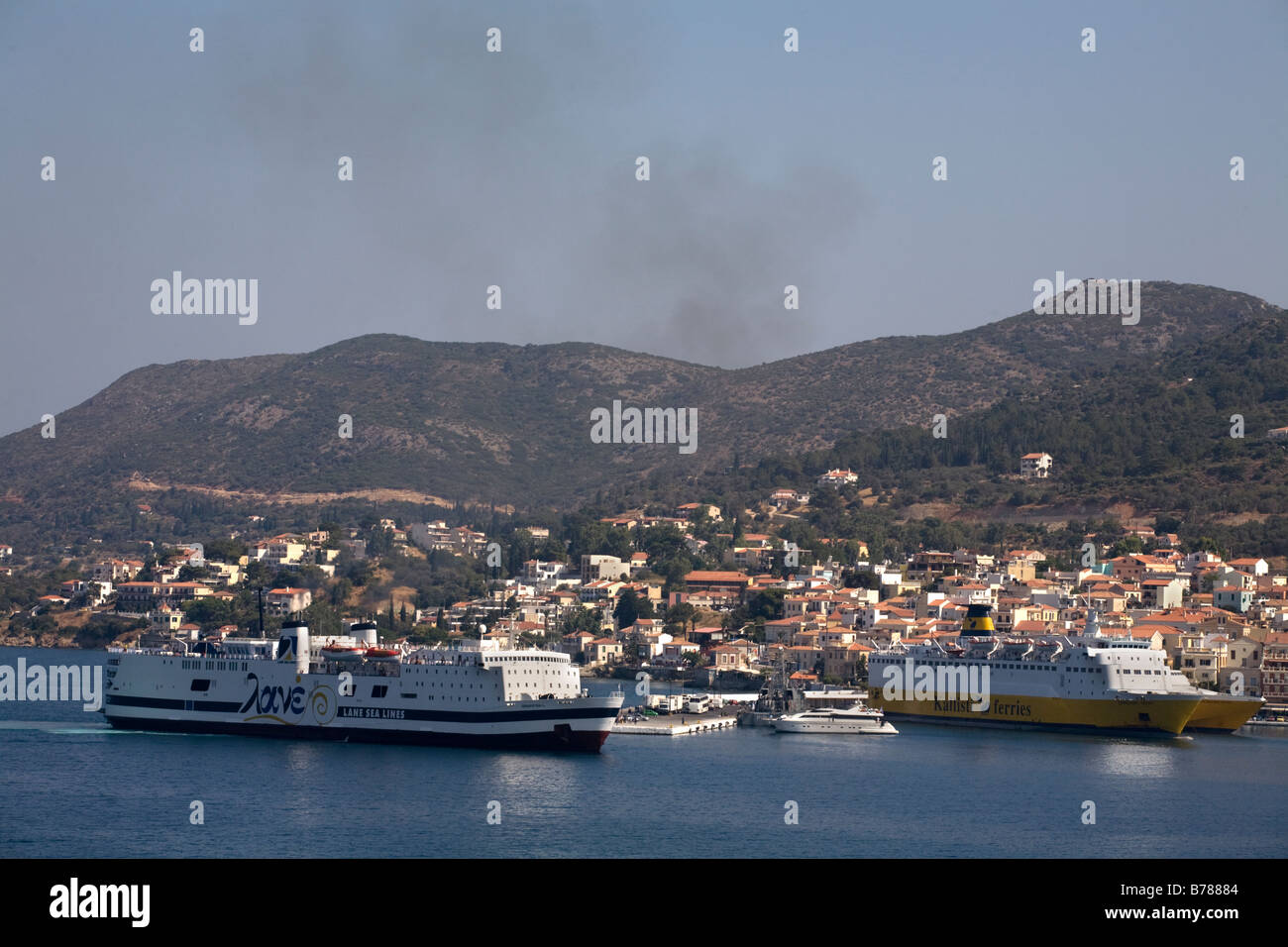 Island Ferry arriving at Vathy Samos Greece Stock Photo - Alamy