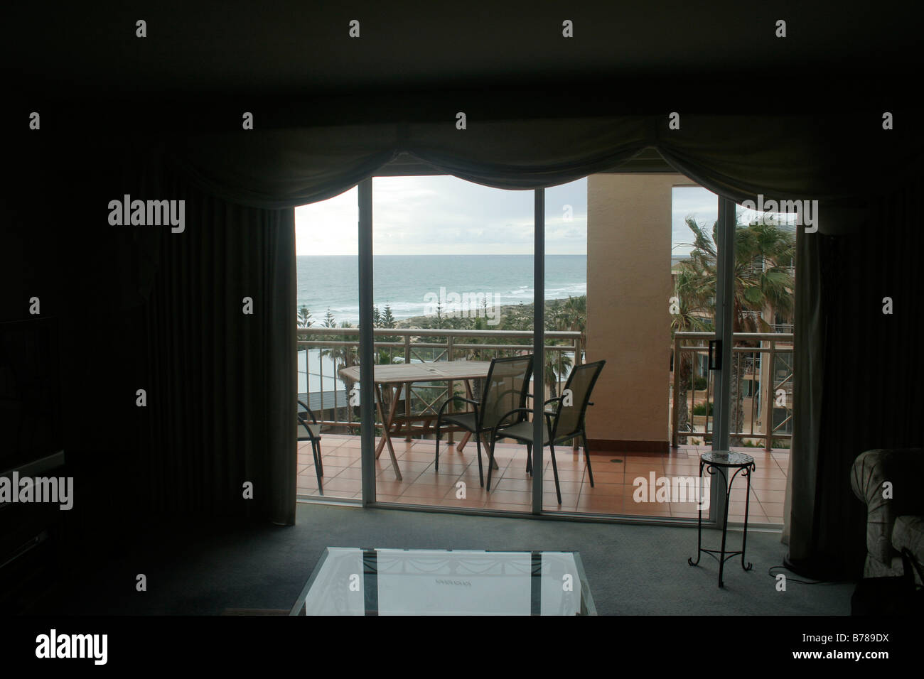 Hotel room overlooking ocean Stock Photo - Alamy