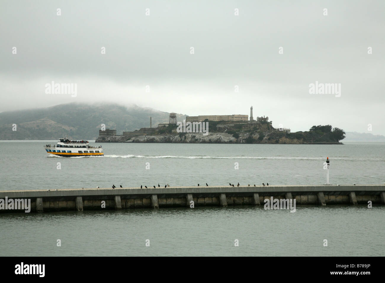 Alcatraz Island with Tourist Boat in San Francisco Stock Photo - Alamy