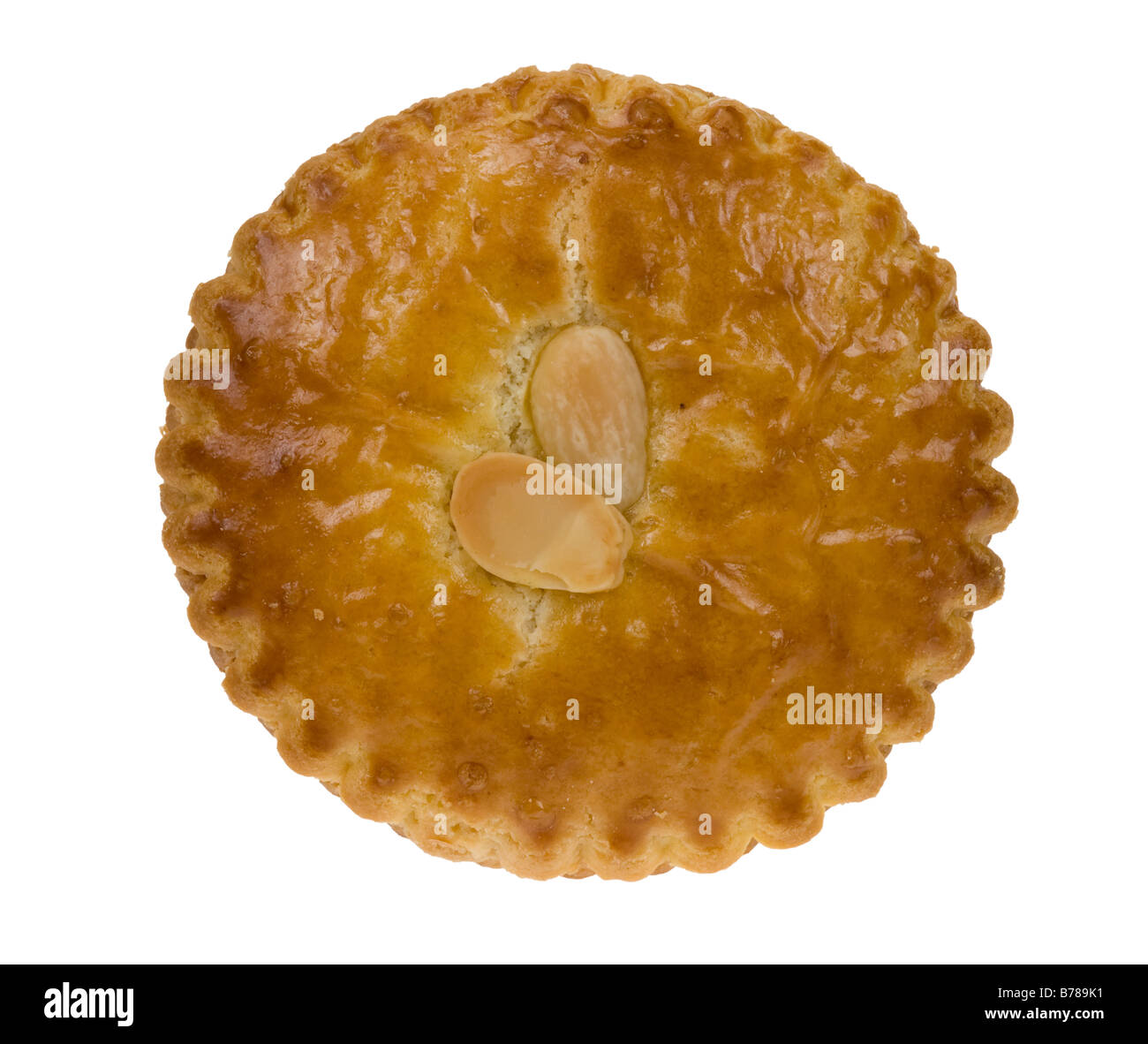 a typical dutch cookie called gevulde koek isolated on a white ...