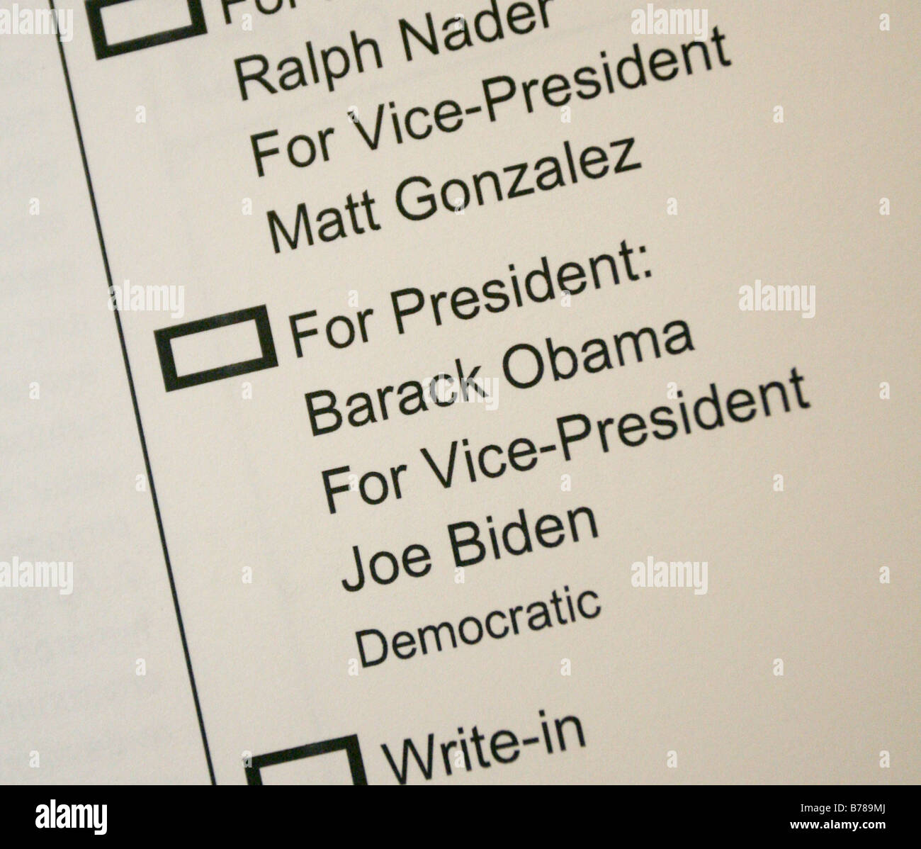Voting ballot Barack Obama president Stock Photo - Alamy