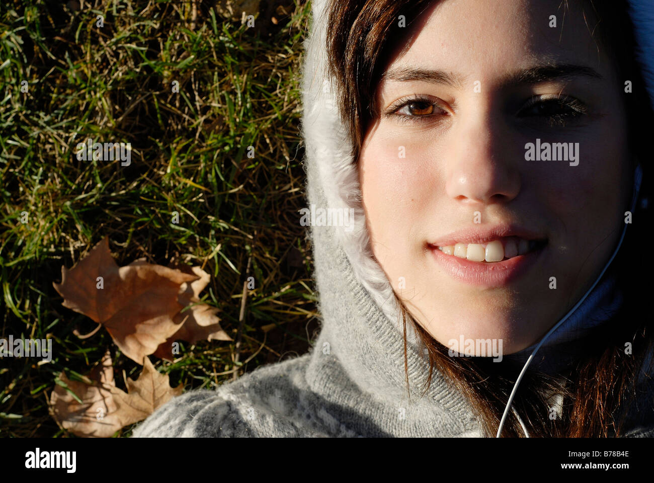 MR Portrait of a cute and sweet spanish teenager girl outdoors in a ...