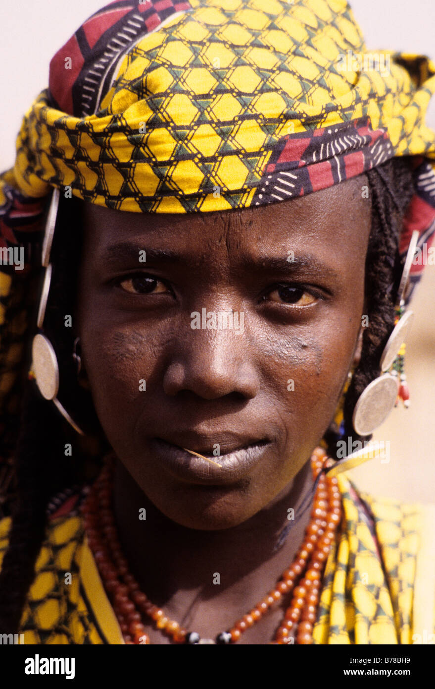 Delaquara, Niger. Young Fulani Woman with Beaded Necklaces and Coins as ...