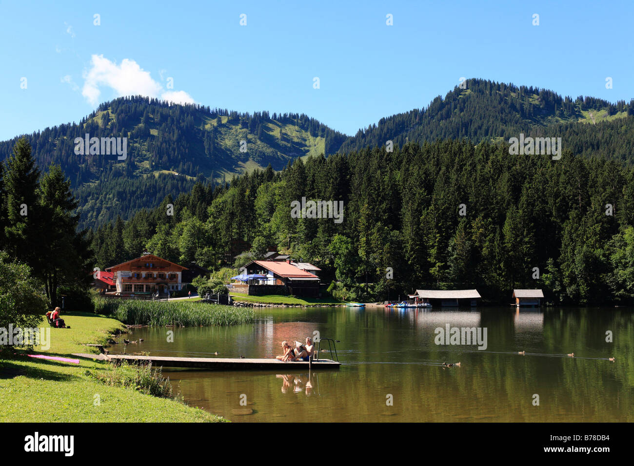 Spitzingsee lake, Mangfall mountain range, the Alps, Upper Bavaria ...
