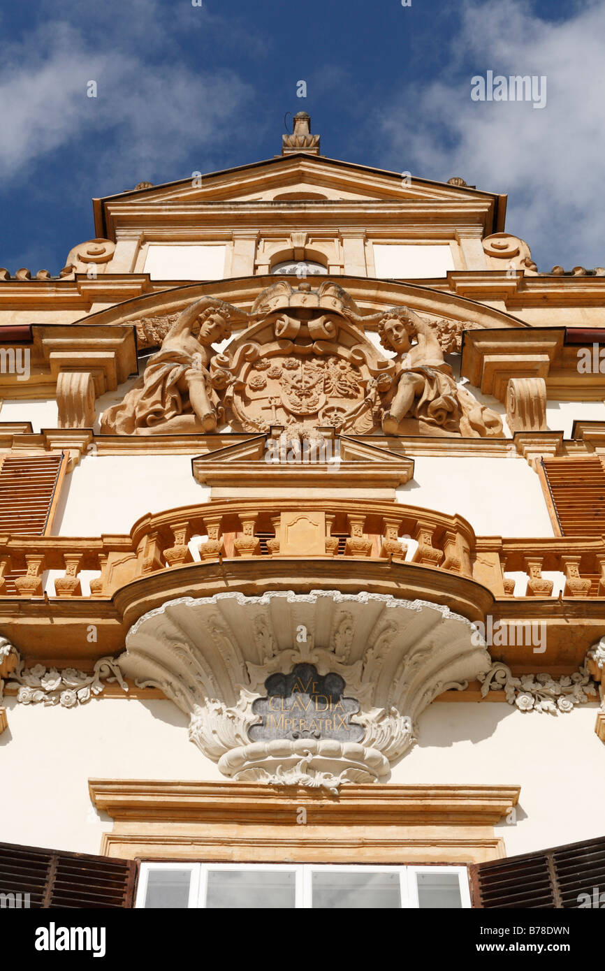 Coat of arms above the main entrance, Eggenberg Castle, Graz, Styria ...