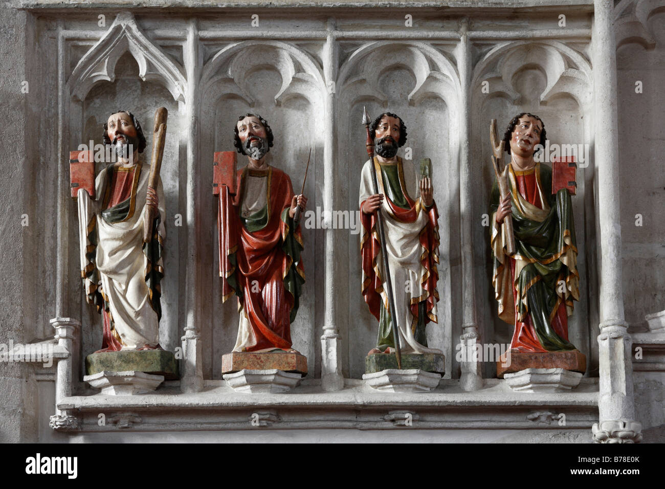 Religious figures in a church holy figures saint saints sculptures hi ...
