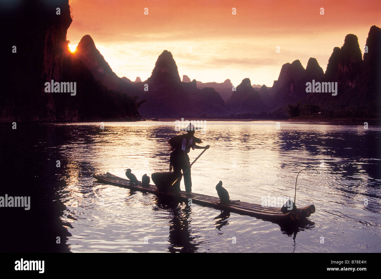 China,Guilin,Li,River,Cormorant Fishing at Sunset Stock Photo - Alamy