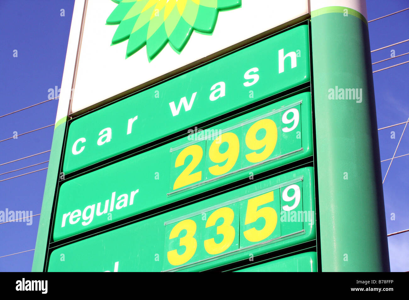 gas two ninety nine per gallon sign Stock Photo - Alamy