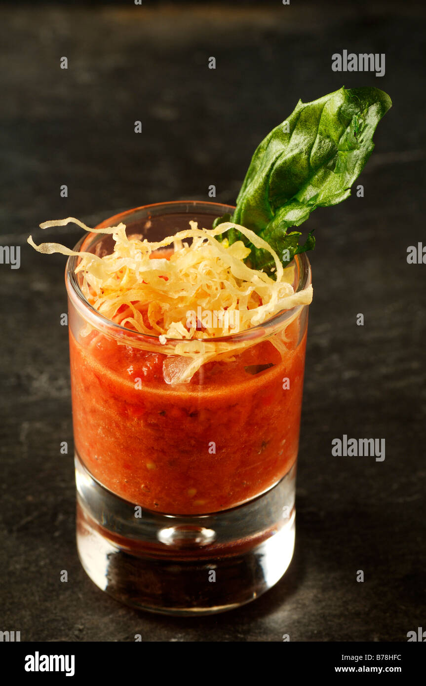 "Apéros", Gazpacho with celery straw, Haute Cuisine, Labaroche, Alsace ...