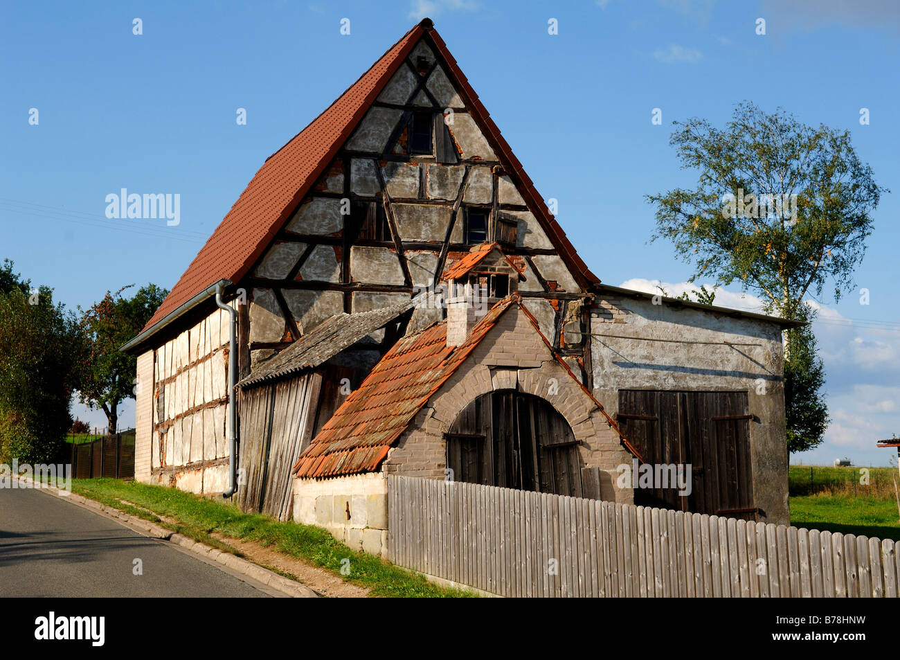 Old Frankish half timbered house with a detached house for baking by ...