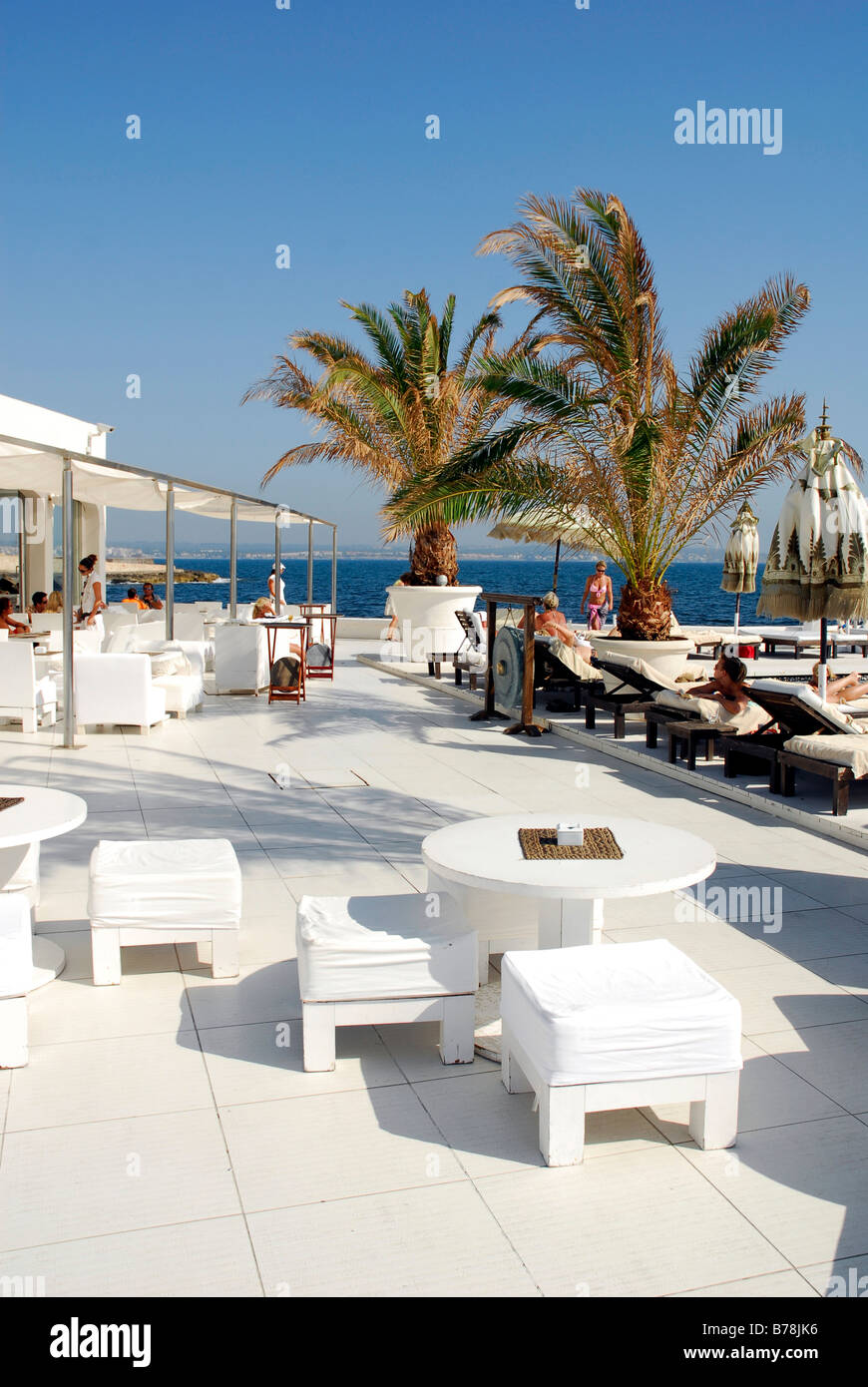 Purobeach Bar, club on the coast of the Mediterranean Sea, Can Pastilla ...