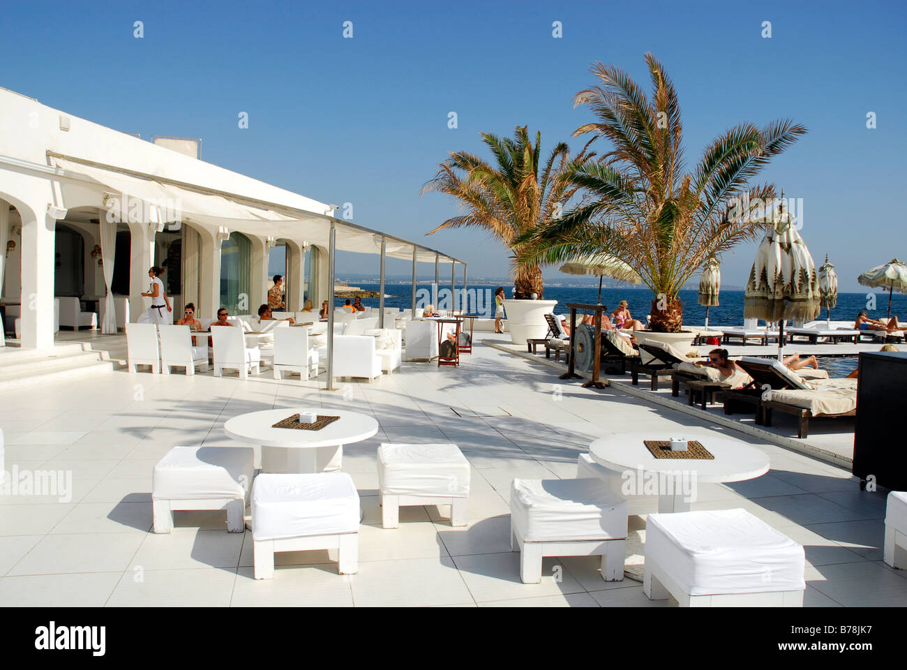 Purobeach Bar, club on the coast of the Mediterranean Sea, Can Pastilla ...