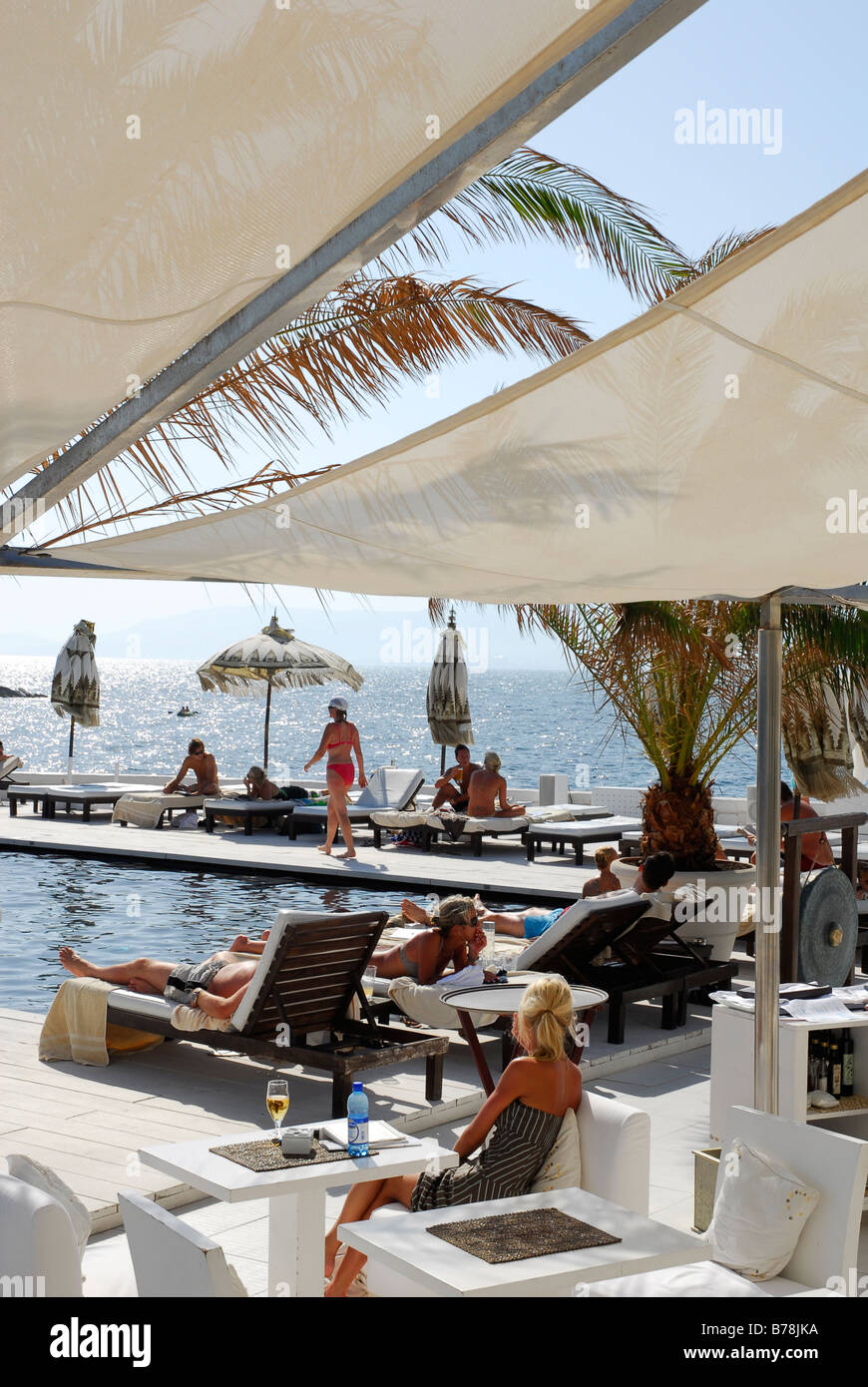 Purobeach Bar, club on the coast of the Mediterranean Sea, Can Pastilla ...