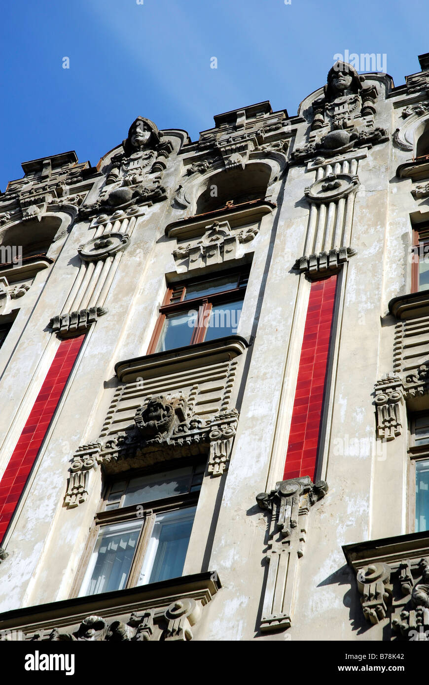 Art Nouveau facade in Alberta iela street, Riga, Latvia, Baltic states ...