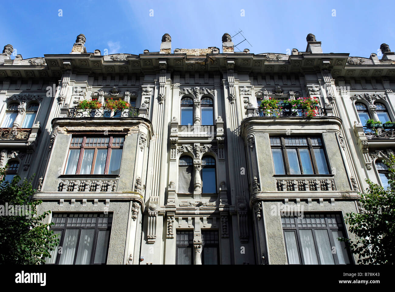 Art Nouveau facade in Alberta iela street, Riga, Latvia, Baltic states ...