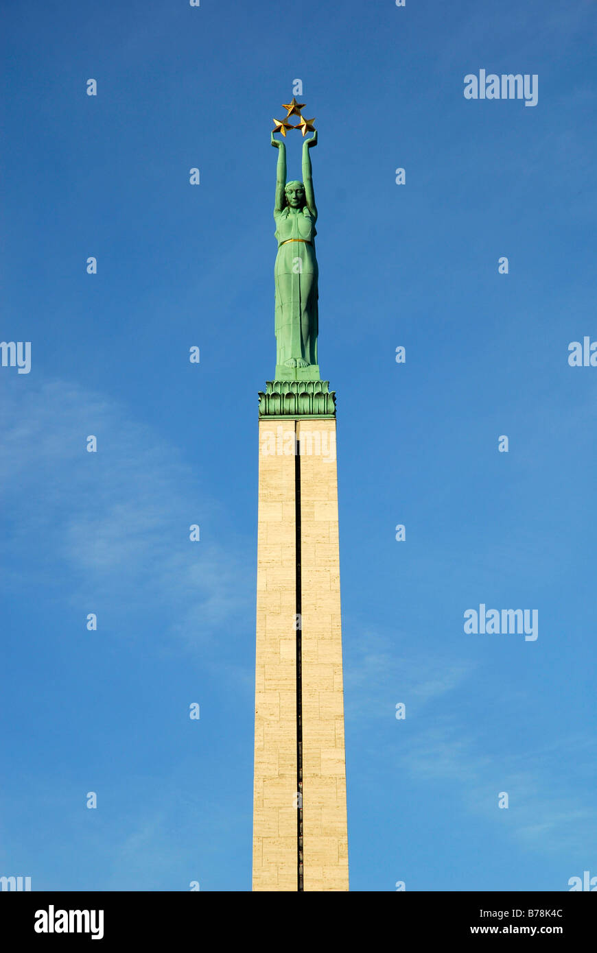 The girl Milda holding up 3 stars towards the sky, Monument, Statue of ...