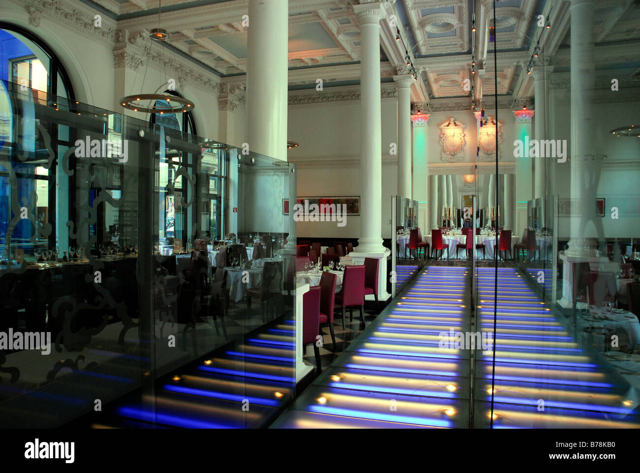 Lenbach Catering, runway illuminated by blue neon lights in the ...