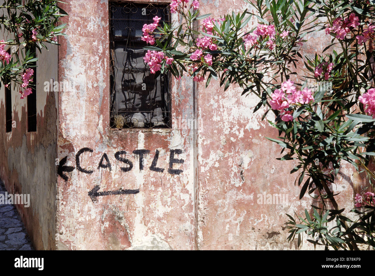 Handwritten word, Castle, showing the direction to the castle, window ...