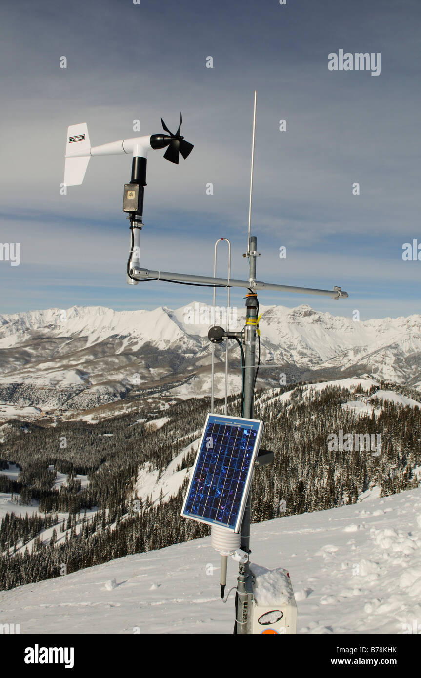 Anemometer and solar cells on the ski-run, ski region of Telluride ...