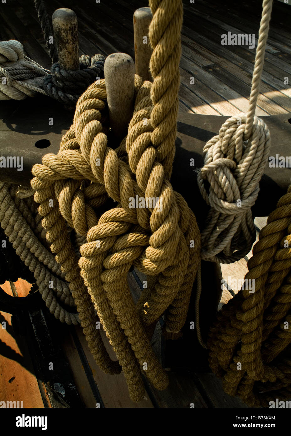 Close-up of heavy ropes used for docking ships Stock Photo - Alamy