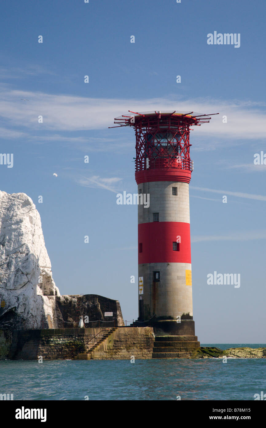 Needles Lighthouse, Isle of Wight, from the sea Stock Photo - Alamy