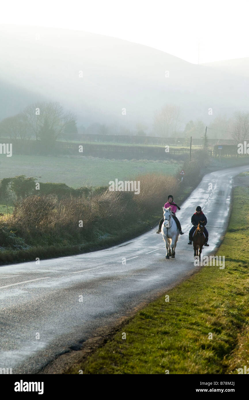 Horse Riding on a Frosty Morning Stock Photo - Alamy