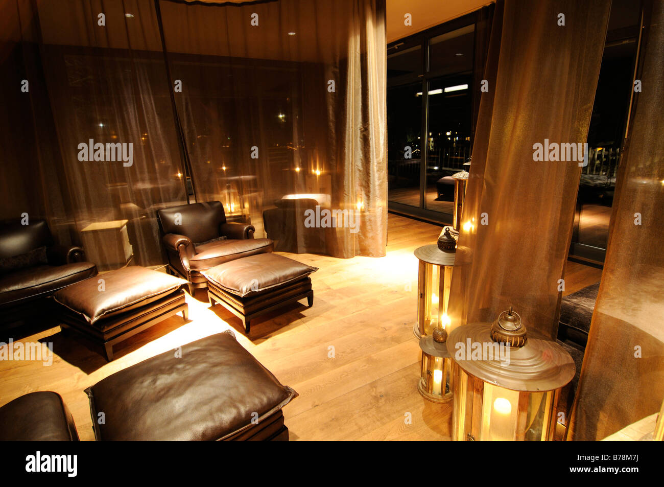 Wellness lounge in the spa area of Gstaad Palace Hotel, Gstaad, Western ...