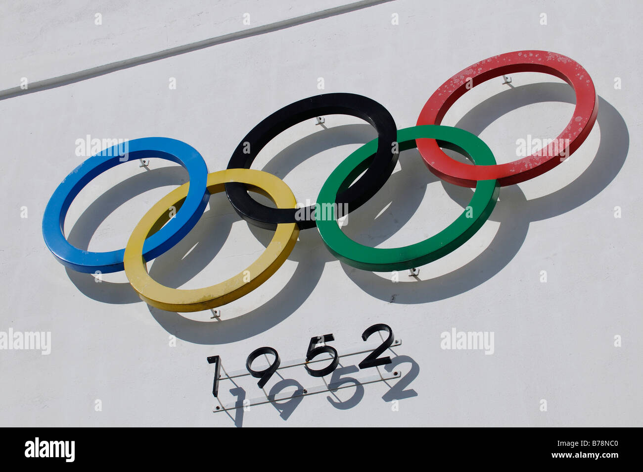 Olympic rings, 1952, Olympic stadium, Helsinki, Finland, Europe Stock ...