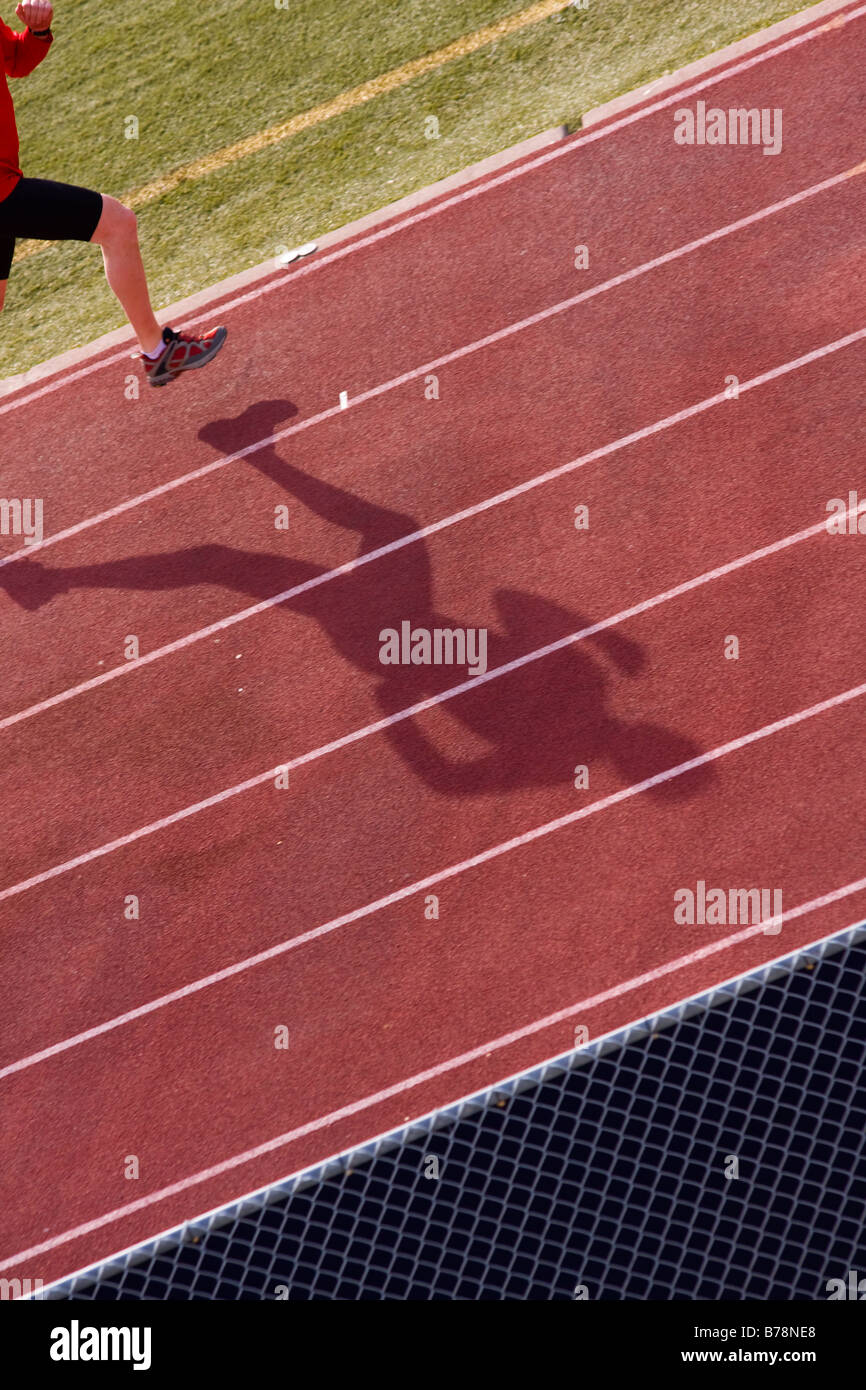 A man running on a track while training in Reno in Nevada Stock Photo ...